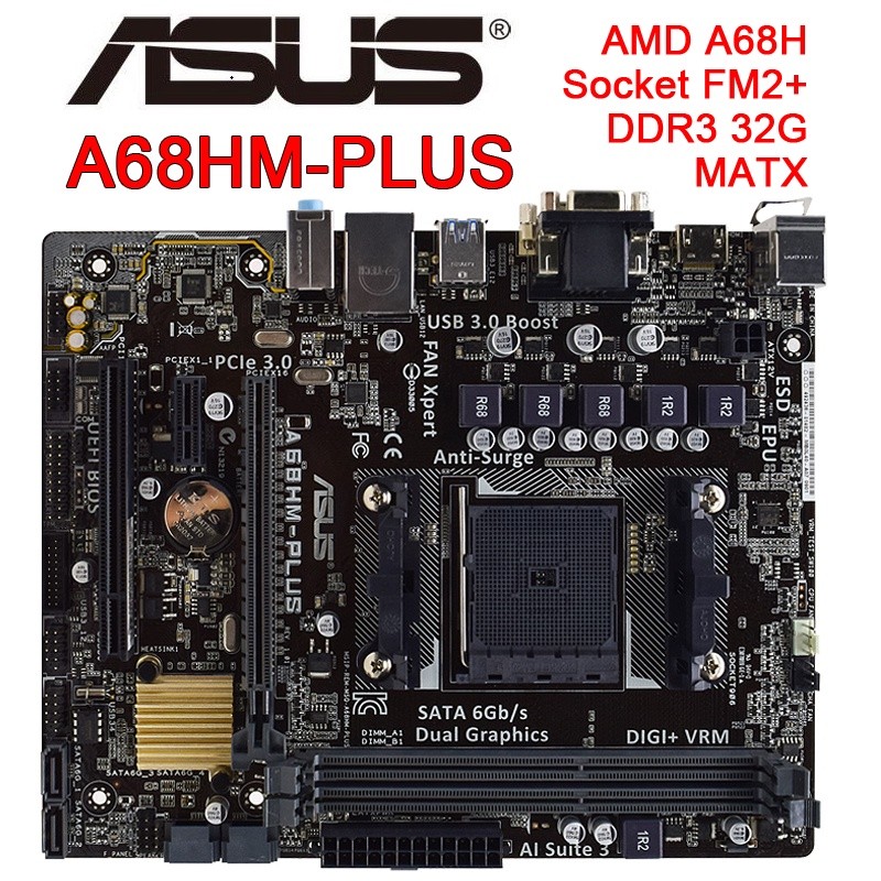 Jual Asus A68HM-PLUS Desktop PC Motherboard AMD A68H Socket FM2 DDR3 32G MATX SATA III Digunakan ...