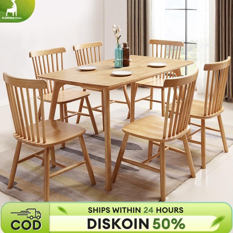 Jual Meja makan Minimalis Tebal 1.7CM Kayu solid Meja makan aesthetic ...