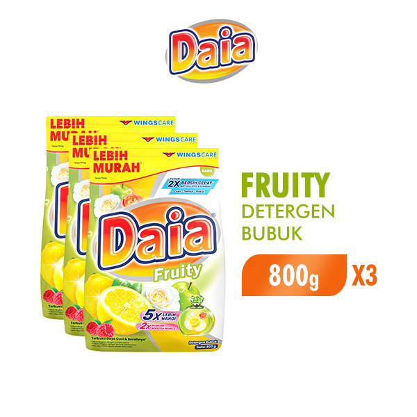 Jual Daia Deterjen Bubuk Fruity 800gr x 3 pcs | Shopee Indonesia