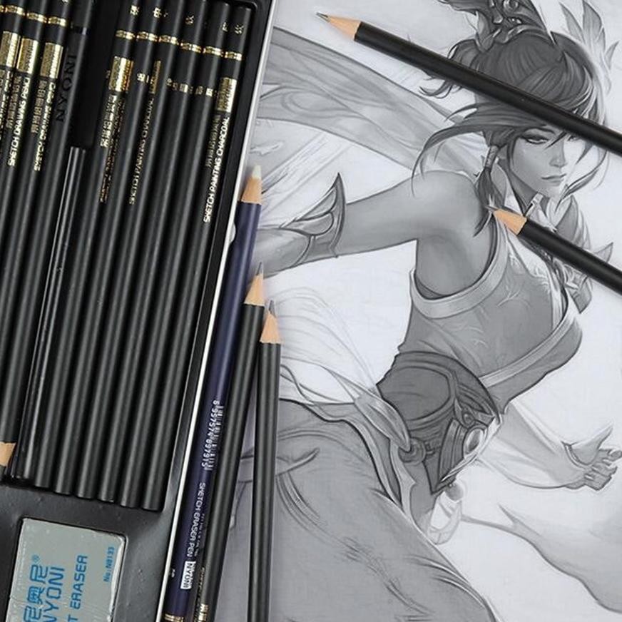 Jual bas-12 Set 29pcs Lukis Sketsa Lengkap Paket Drawing Pencil Gambar ...