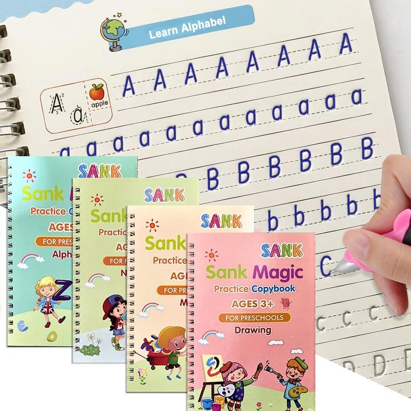 Jual 4 Buku/Set Copybook Buku Ajaib Kaligrafi Belajar Bahasa Inggris Anak-anak dengan Pena ...