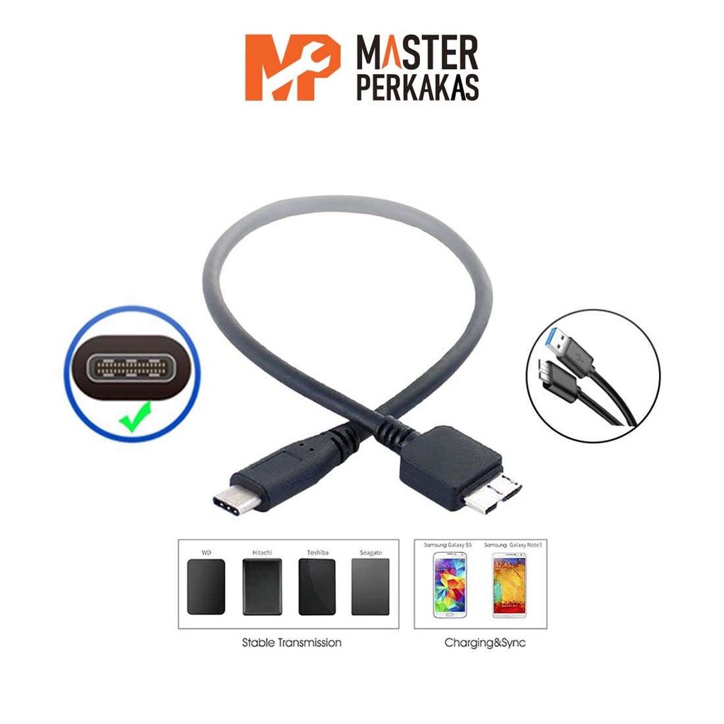 Jual Kabel Data Type C to Micro USB B 3.0 HDD Hardisk Drive MP / Hard ...