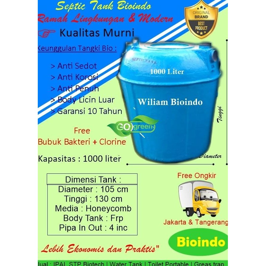 Jual Septic Tank 1000 Liter, Biotech, Biotank, Biofil, Bioindo, Tangki ...