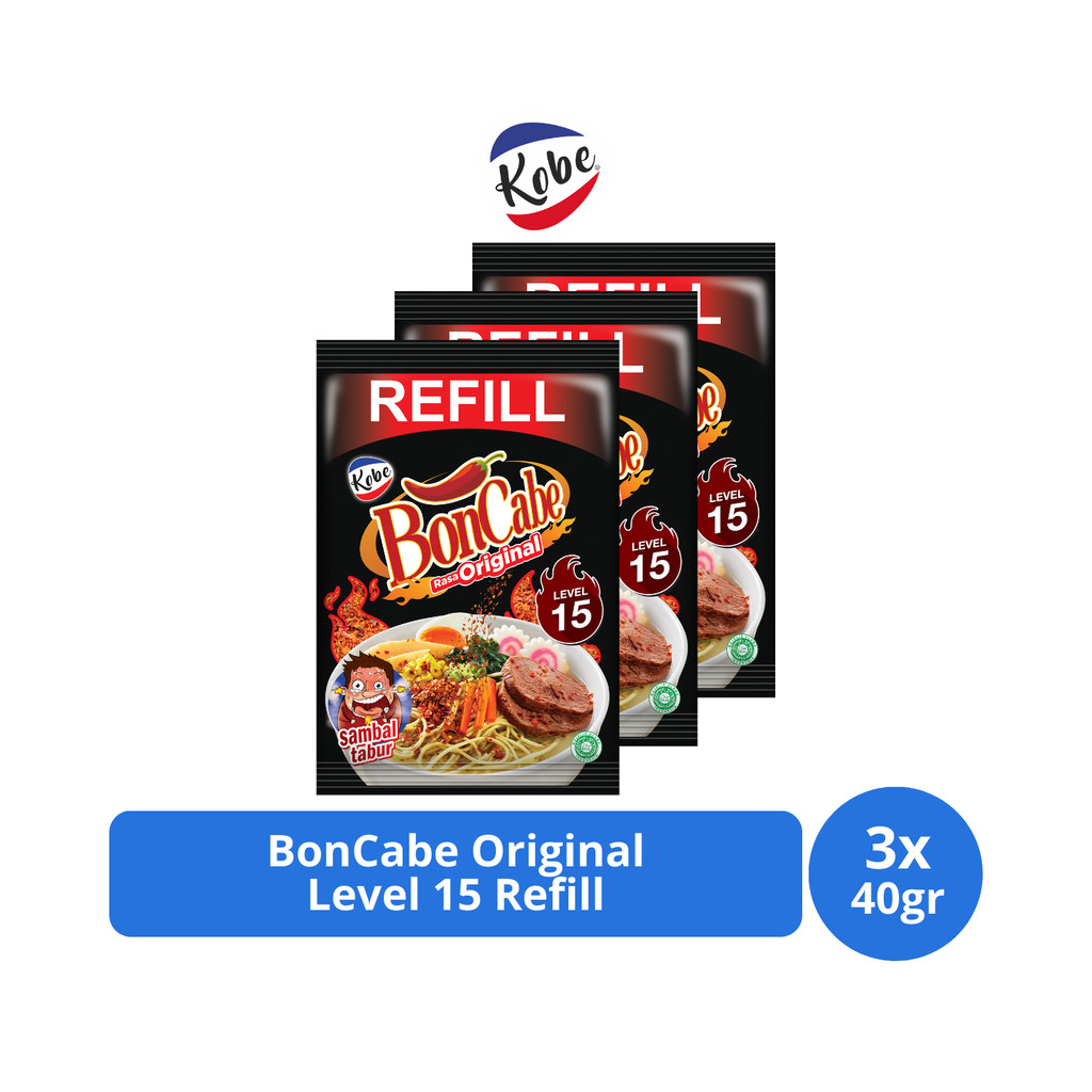 Jual Kobe BonCabe Original Level 15 Refill 40gr x 3 pcs | Shopee Indonesia