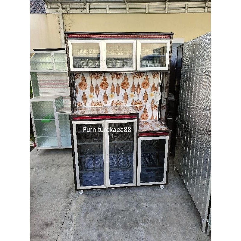 Jual Lemari Rak Piring Aluminium Bahan Tebal Rapi Alusan Pakai Roda ...