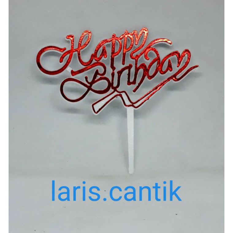 Jual Sudah READY..!! Cake Toper Happy Birthday Merah (1 Pak isi 100 Pcs ...