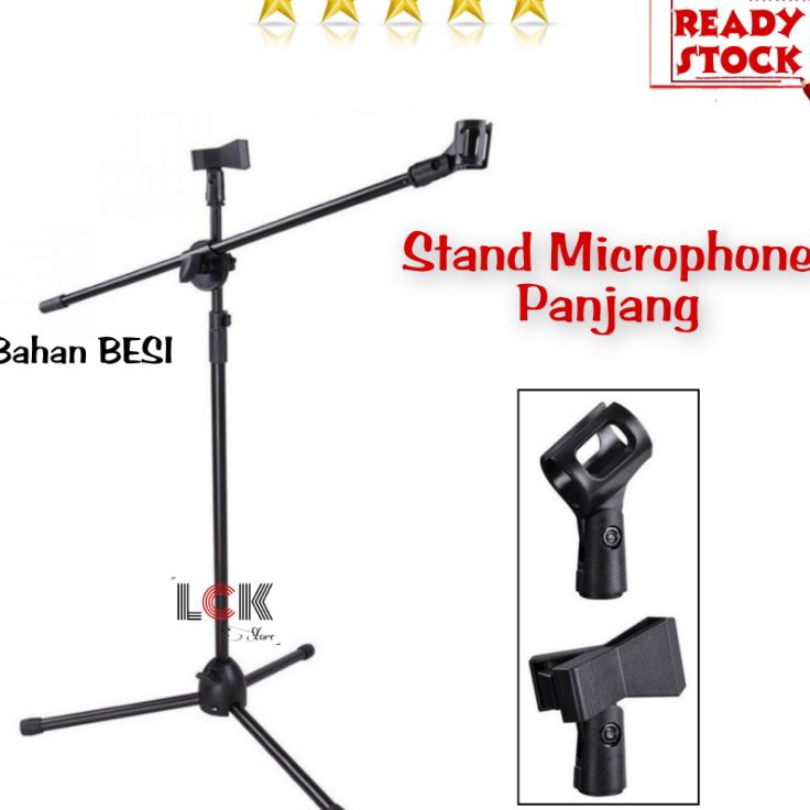 Jual Laris stand mic panjang berdiri besi - standing microphone 2 klip ...