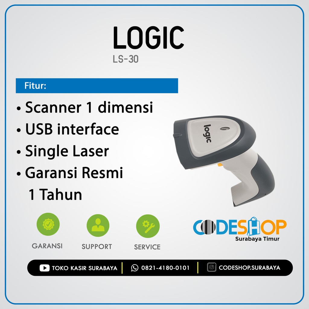 Jual SCANNER LOGIC LS-30 | SCANNER BARCODE LOGIC LS30 1 DIMENSI ...