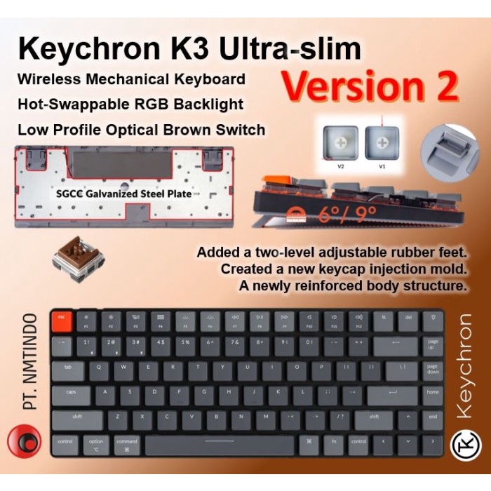 Jual Keychron K3 version 2 Hot-Swappable RGB Backlight Optical Brown ...