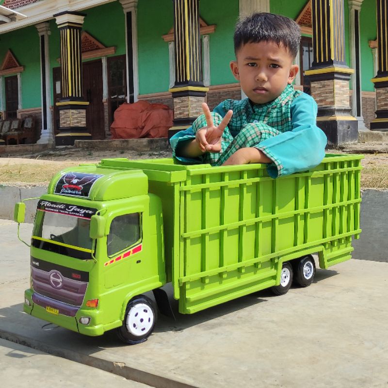 Jual mobilan truk oleng kayu tronton fuso super jumbo bisa dinaiki anak ...