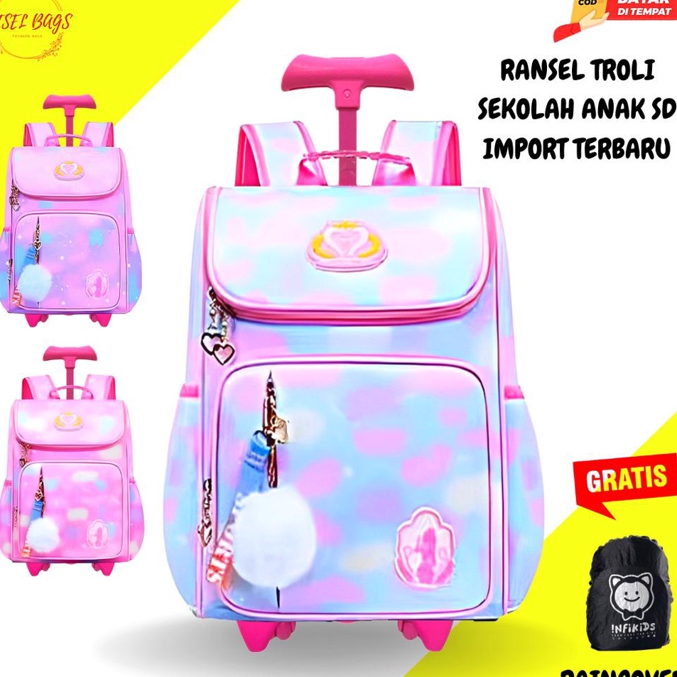 Jual Belanja kuat9q4Pe Tas koper sekolah anak perempuan sd import warna rainbow berkualitas anti ...