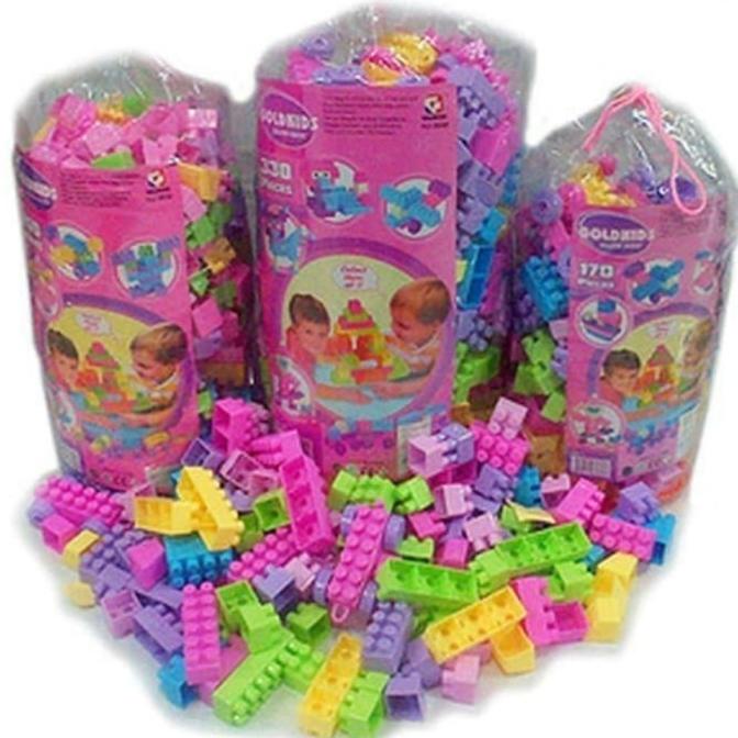 Jual Block Susun Besar Goldkids 180 pcs (isi 130 pcs "PROMO" Free 50 ...