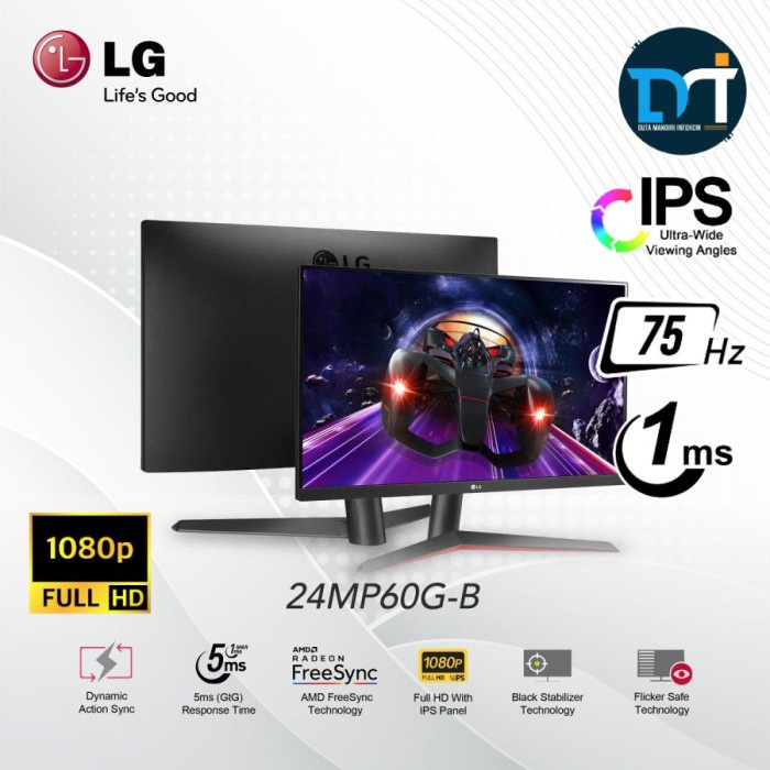 Jual LG 24MP60G B 24 Inch - FHD IPS 75hz FreeSync HDMI DP D-Sub Monitor ...