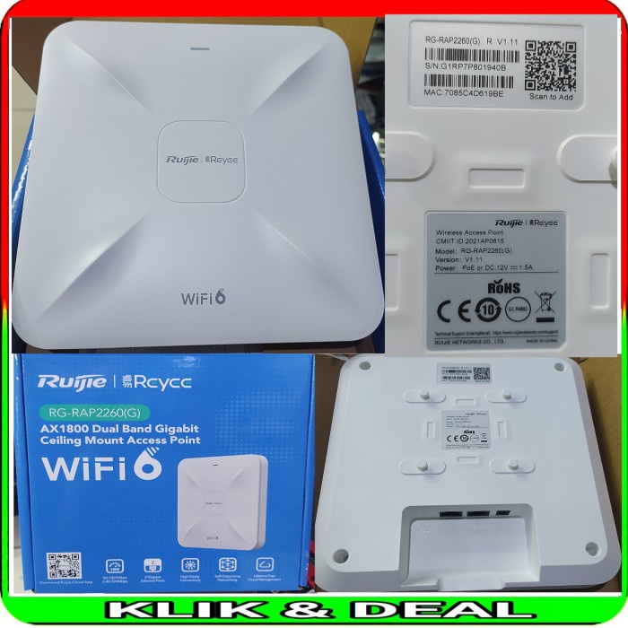 Jual Ruijie Rg-Rap 2260(G) Reyee Wifi 6 Access Point Dual Band Gigabit ...