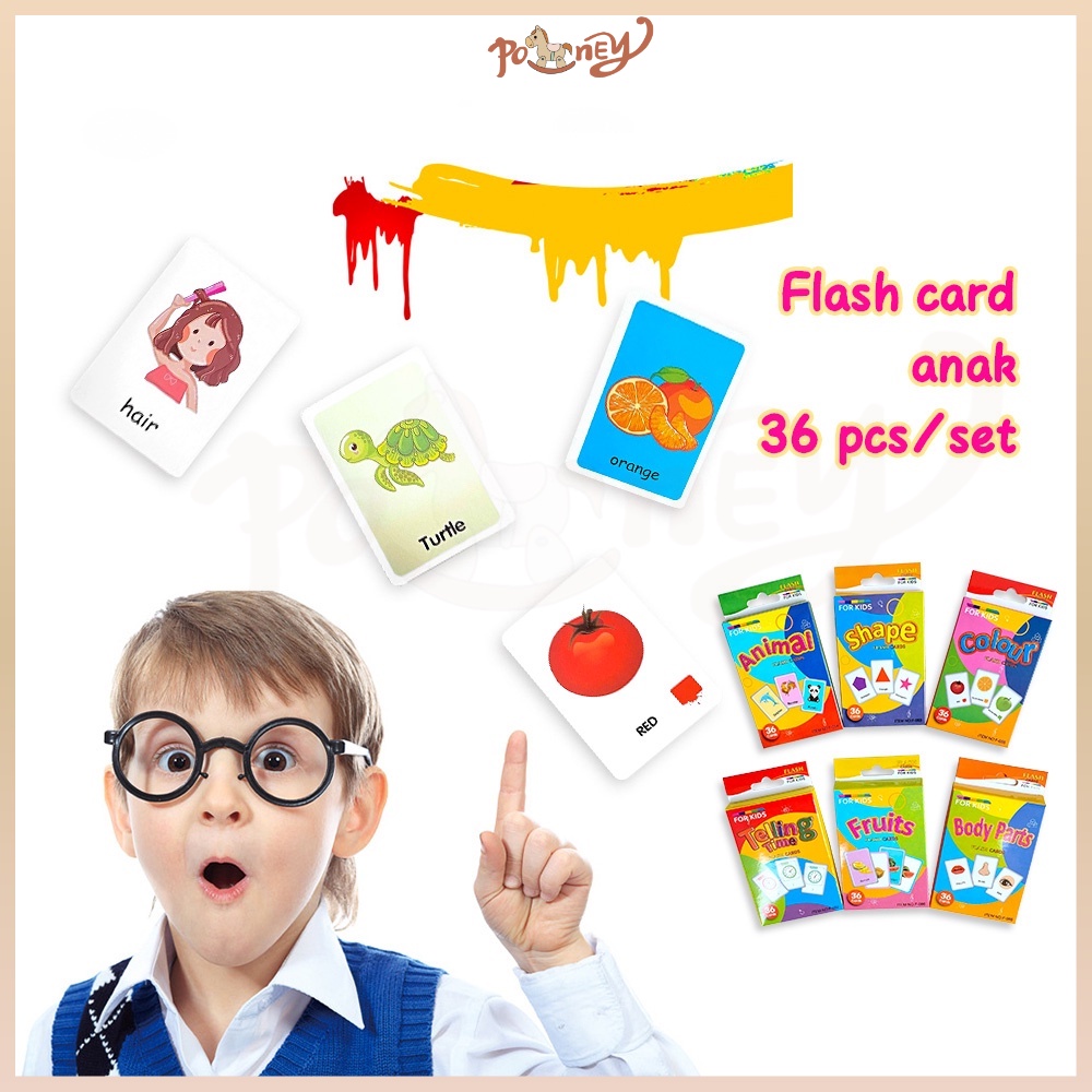 Jual Poney Flash card set 36 kartu bahan karton flash card anak gambar ...