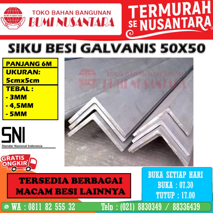 Jual Bestseller Siku Galvanis 50X50 6 Meter Hot Dip Besi Sni Steel Angle 50 X 50 5X5 | Shopee ...
