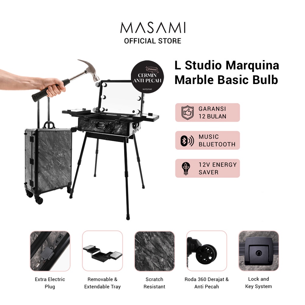 Jual Masami Marquina Marble L Studio Full Mirror Basic Bulb | Shopee ...