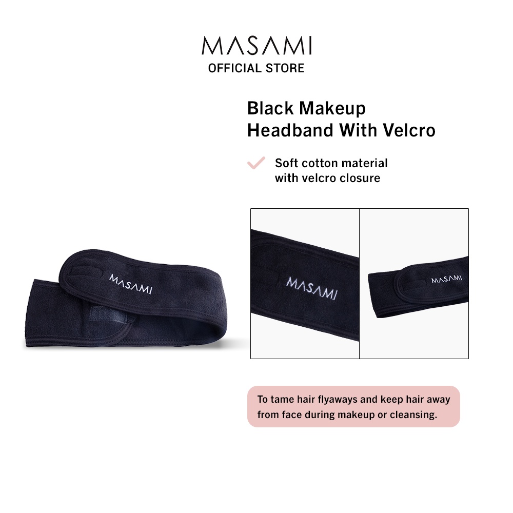 Jual Masami Black Makeup Headband With Velcro / Bando Makeup | Shopee ...