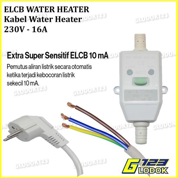 Jual Kabel ELCB Water Heater 16A Pemutus Arus Listrik Otomatis Pemanas ...