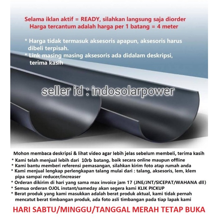 Jual Talang Air Pvc Langgeng Hr 6" 6 Inch 4M 4 Meter Setengah Lingkaran ...