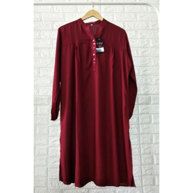 Jual Tunik Polos Rayon Jumbo Merah Maroon | Shopee Indonesia