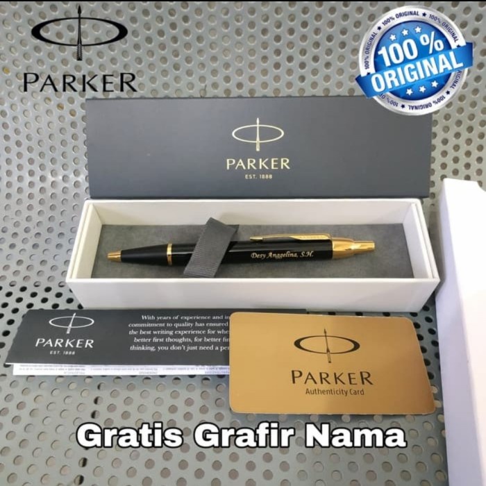 Jual Pulpen Mewah Parker Original Black Gold / Silver Gratis Grafir ...