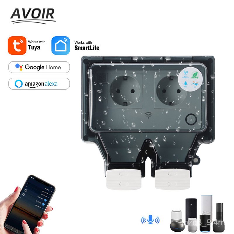 Jual &Avoir Tuya Waterproof Socket Wifi Smart Electrical Sockets And Switches IP66 Outdoor Power ...