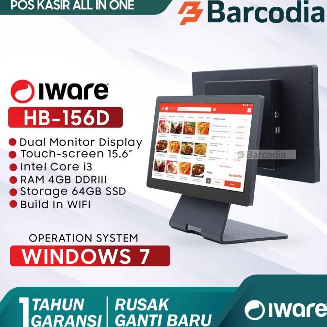 Jual Mesin Kasir Pc Pos All In One Dual Monitor Touchscreen Iware Hb-156D | Shopee Indonesia