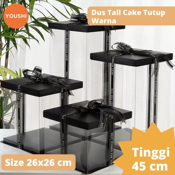 Jual Cake Box Mika Transparan Dus Tall Cake Kotak Kue 26x26cm TW T.45 ...