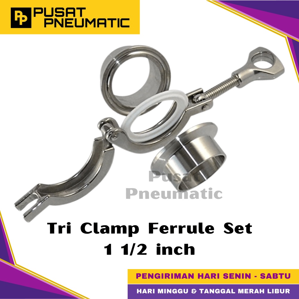 Jual 1 1/2" Tri Clamp Ferrule Set Sanitary Stainless Steel 304 1 1/2 ...
