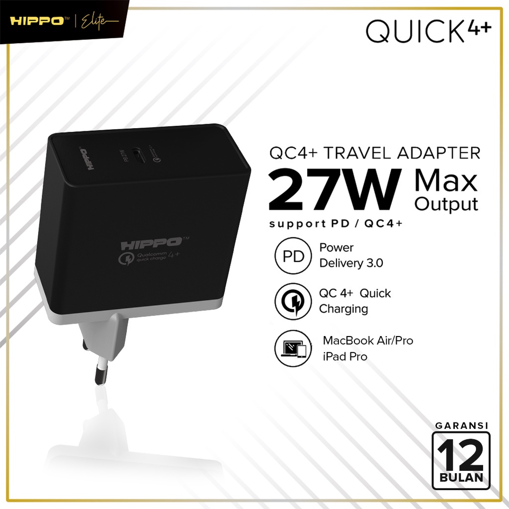Jual Hippo Adaptor Quick4+ PD 27W Quick Fast Charging 4.0 Travel Adapter Kepala Casan Colokan ...