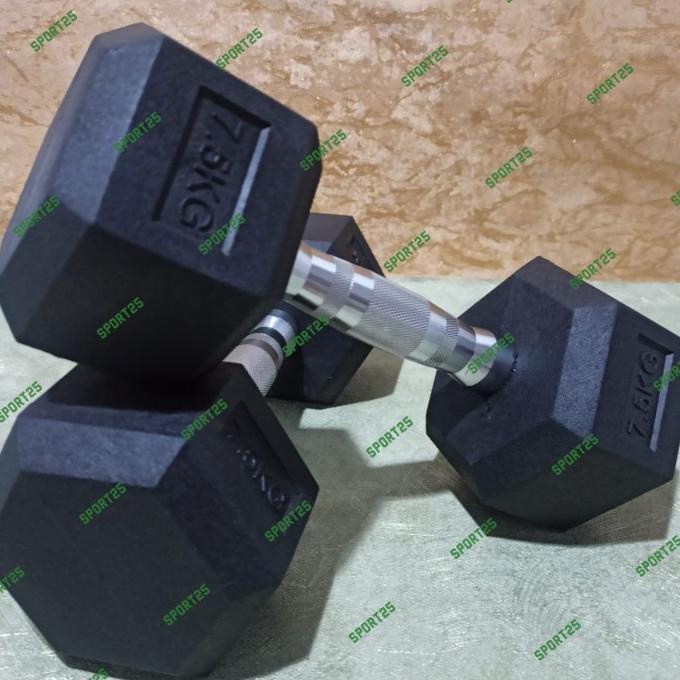 Jual Dumbell Dumbel Dumbbel Dambel Hex Hexagonal Rubber ROX 7,5 Kg ...