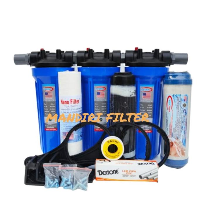 Jual Paket Filter Air 3 Tahap Zat Besi/ Sumur Bor (Blue 10" Drat 3/4 ...