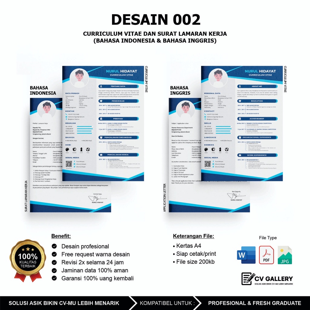 Jual DESAIN PROFESIONAL CV DAN SURAT LAMARAN KERJA (DESAIN 002 ...