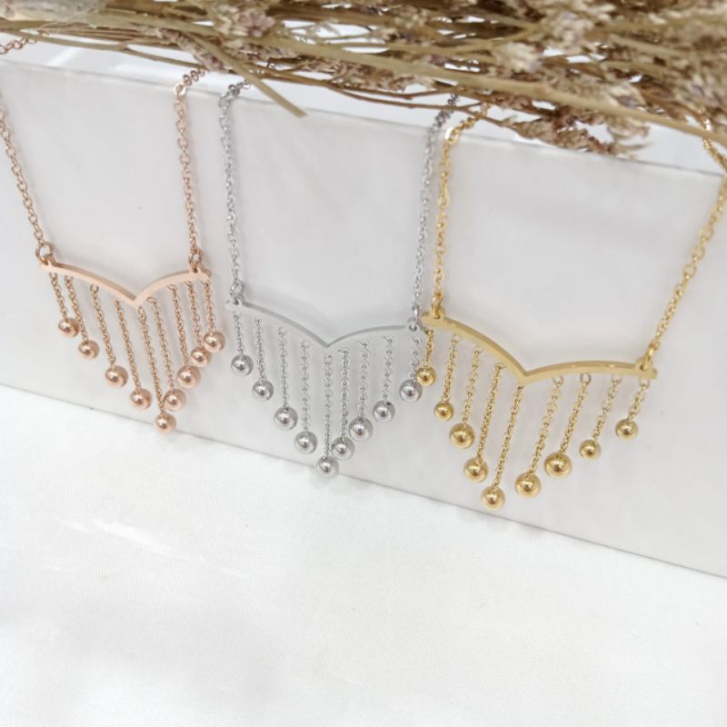 Jual kalung titanium fashion rumbai besar boba kecil kecil | Shopee ...