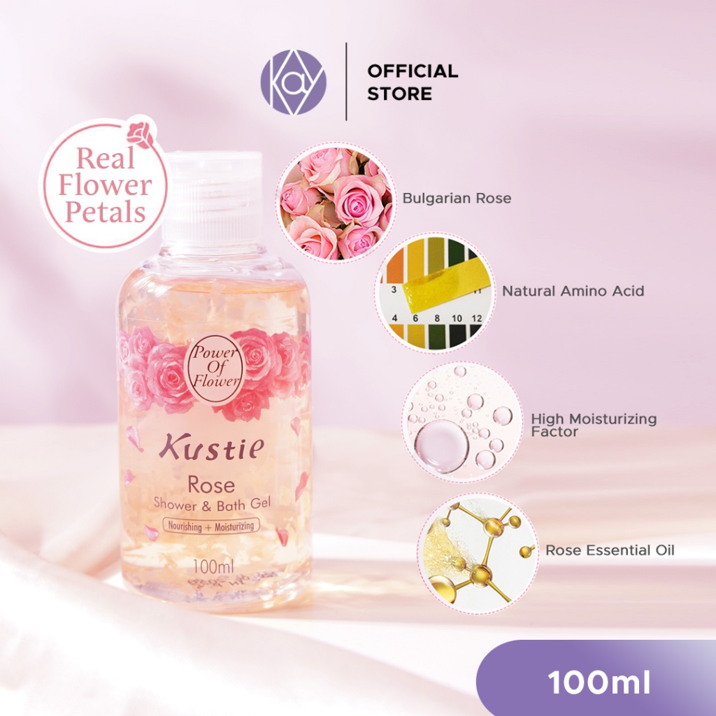 Jual KUSTIE Nourishing and Moisturizing Rose Shower and Bath Gel 100 ml ...