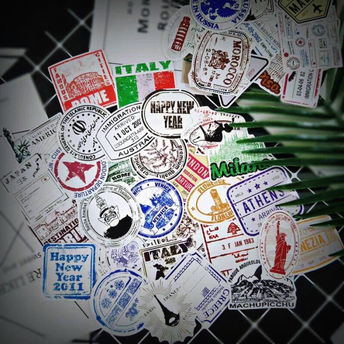 Jual Stiker Koper / Sticker Luggage Retro Postage Stamp Country 60 ...