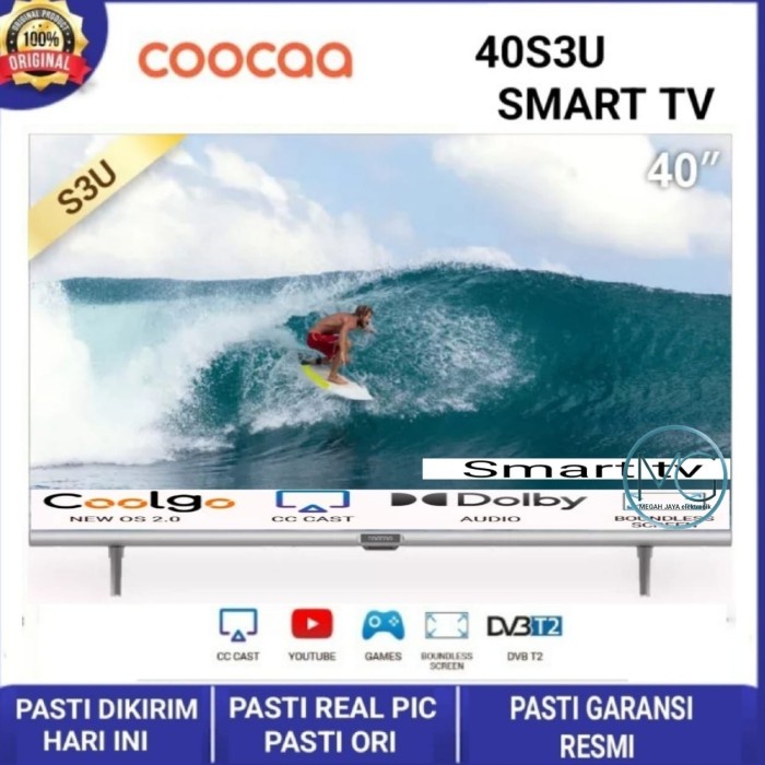 Jual Led Coocaa 40 Inch 40S3U Smart Led Tv Digital Bezel Less Smart Tv ...