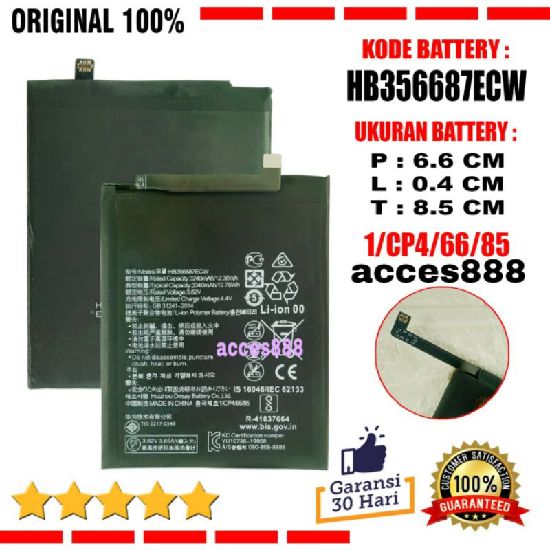 Jual Baterai P30 Lite/Nova 2I/Nova 3I/Nova 2+ Hb356687Ecw | Shopee ...