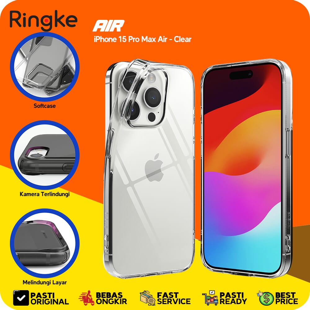 Jual Ringke iPhone 15 Pro Max Air Clear Hybrid Anti Banting Military ...