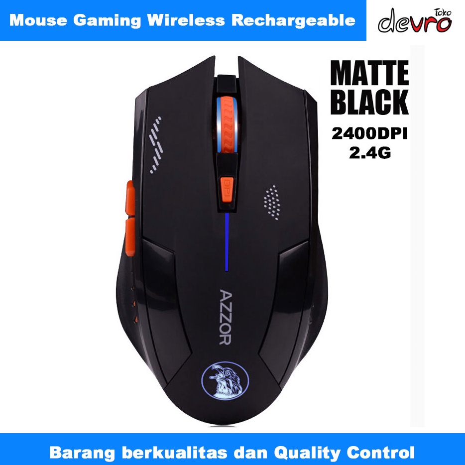 Jual BEST PRODUCT Azzor Mouse Gaming Wireless Rechargeable USB 2400 DPI 2.4G | Shopee Indonesia