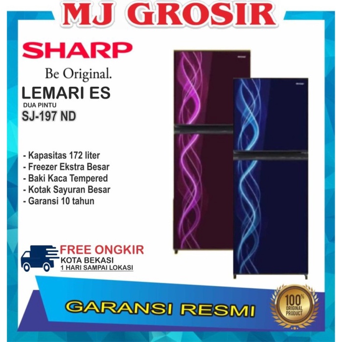 Jual KULKAS SHARP SJ 197 ND LEMARI ES 2 PINTU SJ197ND SJ 197ND KIREI ...