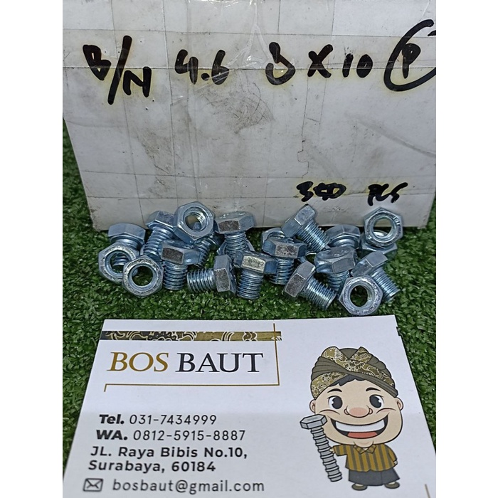 Jual Baut Mur Besi Baut Mur Hexagon Besi M8X10 Putih P1.2 (Kunci 13) | Shopee Indonesia