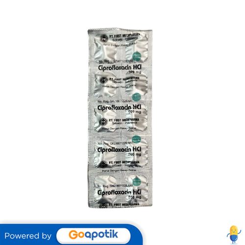 Jual CIPROFLOXACIN HCL FIRST MEDIPHARMA 500 MG STRIP 10 KAPLET | Shopee ...