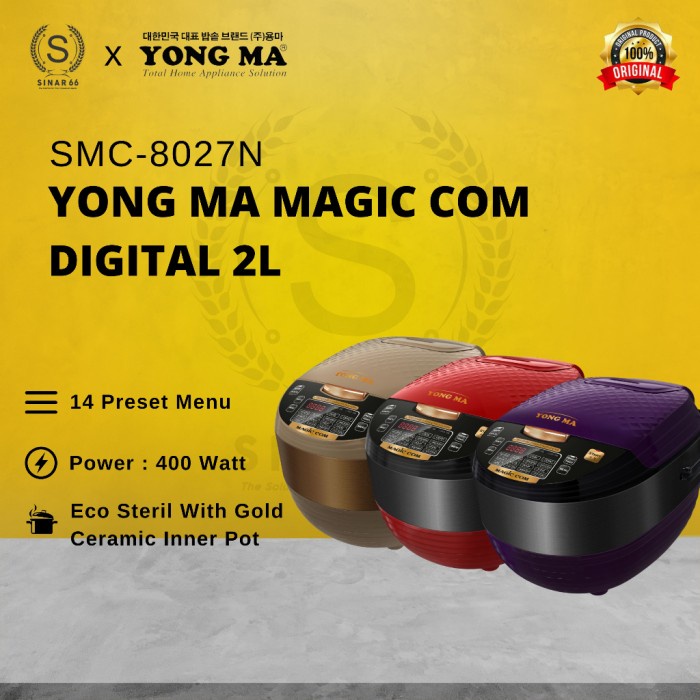 Jual YONG MA SMC 8027 ECO Ceramic Inner Pot Magic Com Rice Cooker [2 L ...