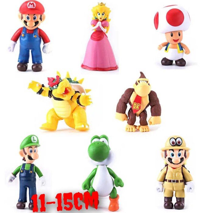 Jual Figure Mario Bros Luigi Yoshi Toad Princess Peach Berkualitas ...