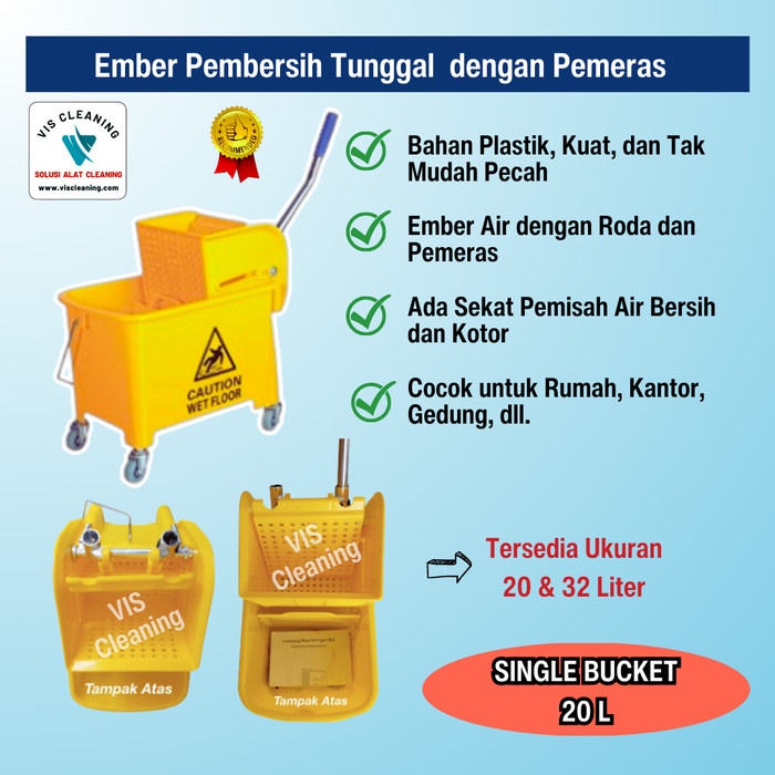 Jual Single Bucket Mop Wringer 20 L (Ember dengan Pemeras ) | Shopee ...