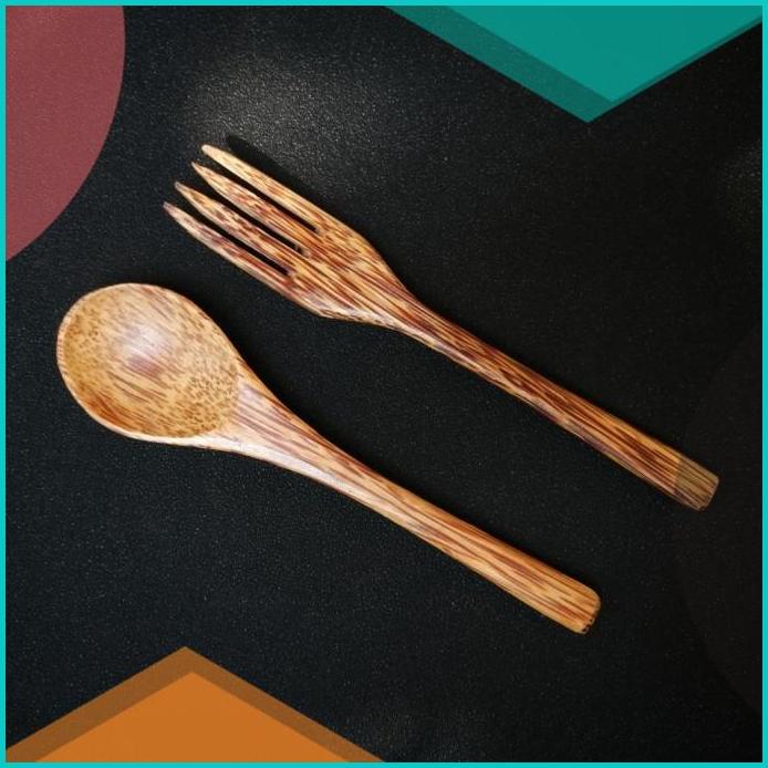 Jual sendok set kayu kelapa sendok + garpu makan kayu kelapa 20JVLZ3 ...