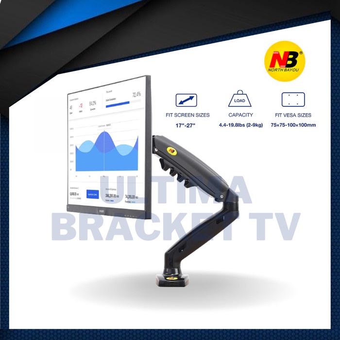 Jual [Ori] Bracket Single Stand Arm Monitor 13-27 Inch North Bayou Full ...