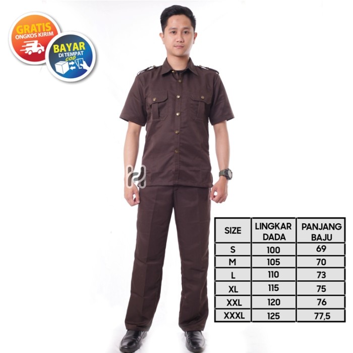 Jual Seragam Safari Security Satpam Coklat Terbaru Lengan Pndek Baju ...